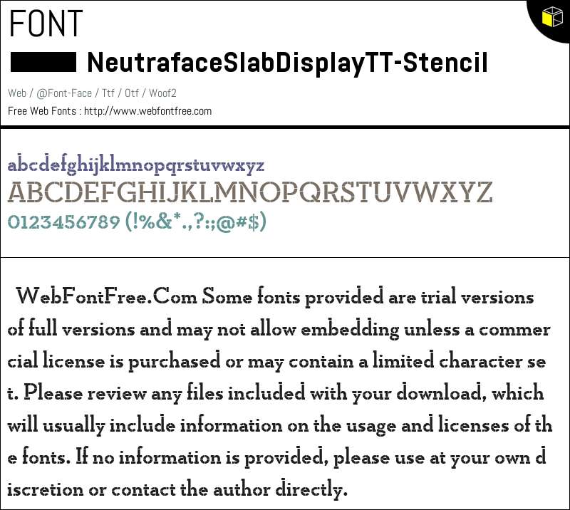 Neutraface Slab Display TT Sten Fonts Downloads - WebFontFree.Com
