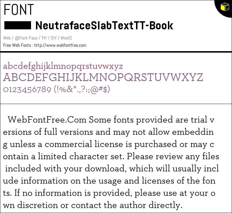 Neutraface Slab Text TT Book Fuentes Descargar - WebFontFree.Com