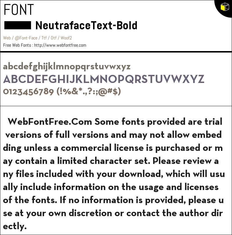 Neutraface Text Bold Fonts Downloads - WebFontFree.Com