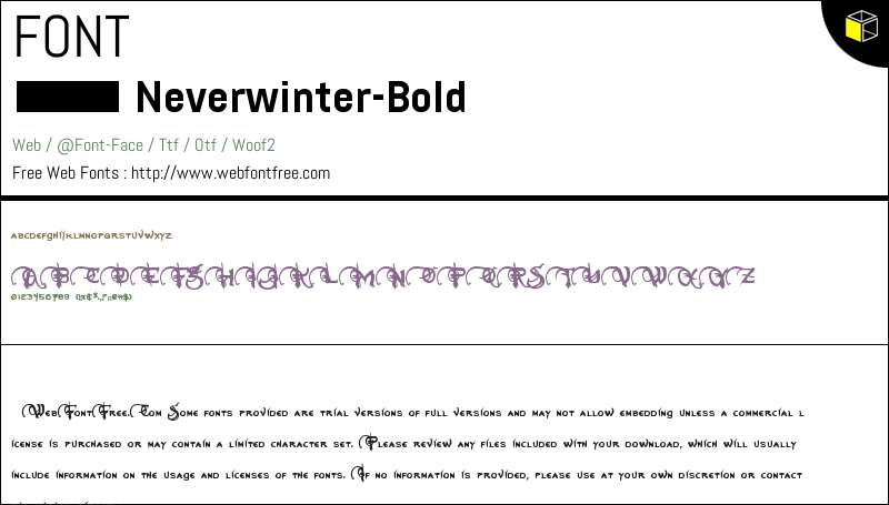 Neverwinter Bold Fonts Downloads - WebFontFree.Com