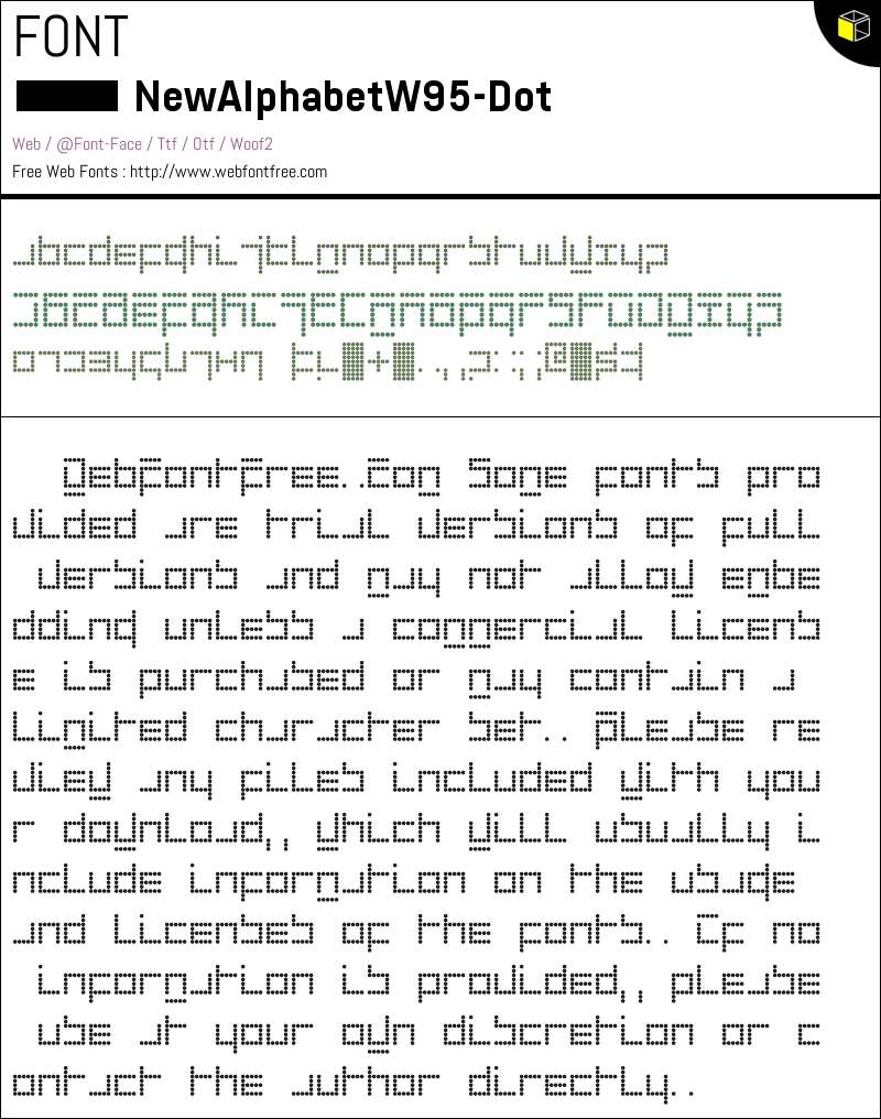 New Alphabet W95 Dot Fonts Downloads - WebFontFree.Com