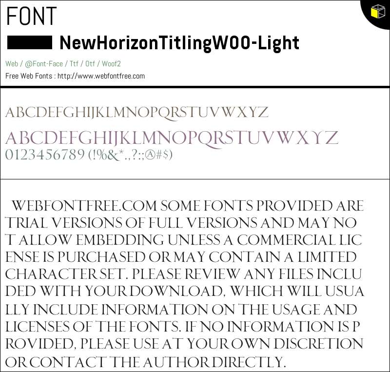 New Horizon Titling W00 Light Fonts Downloads - WebFontFree.Com