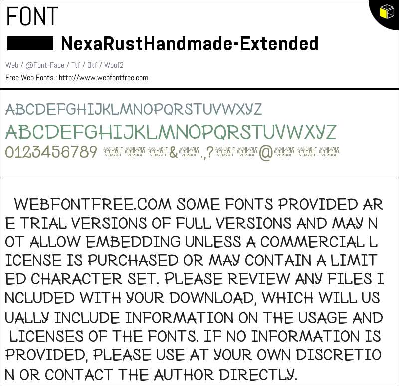 Nexa Rust Handmade Extended Fonts Downloads - WebFontFree.Com
