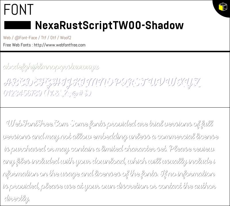 Nexa Rust Script T W00 Shadow Fonts Downloads - WebFontFree.Com