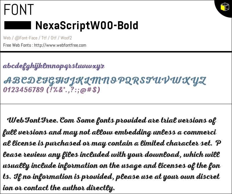 Nexa Script W00 Bold Fonts Downloads - WebFontFree.Com