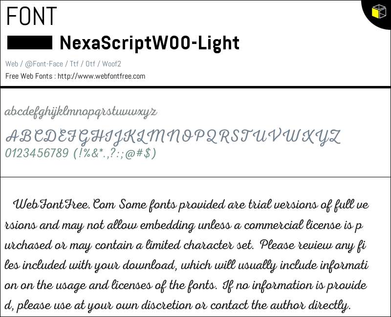 Nexa Script W00 Light Fonts Downloads - WebFontFree.Com