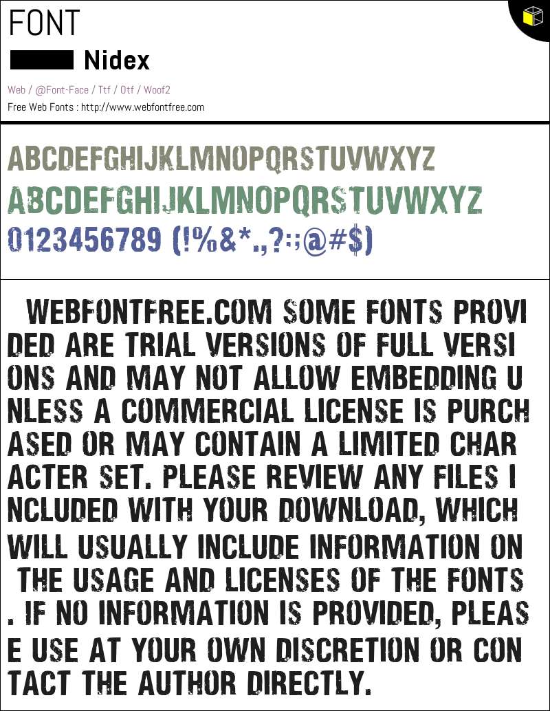 Nidex Fonts Downloads - WebFontFree.Com