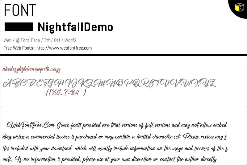 Nightfall Demo Fonts Downloads - WebFontFree.Com