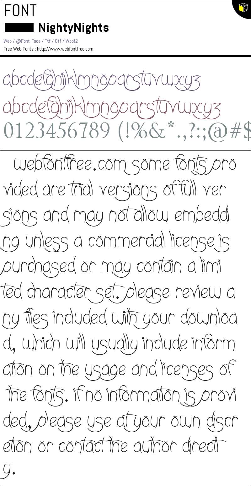 Nighty Nights Fonts Downloads - WebFontFree.Com