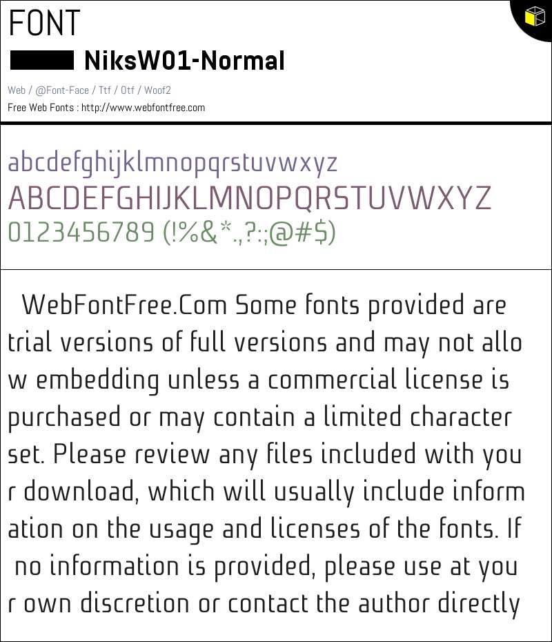 Niks W01 Normal Fonts Downloads - WebFontFree.Com