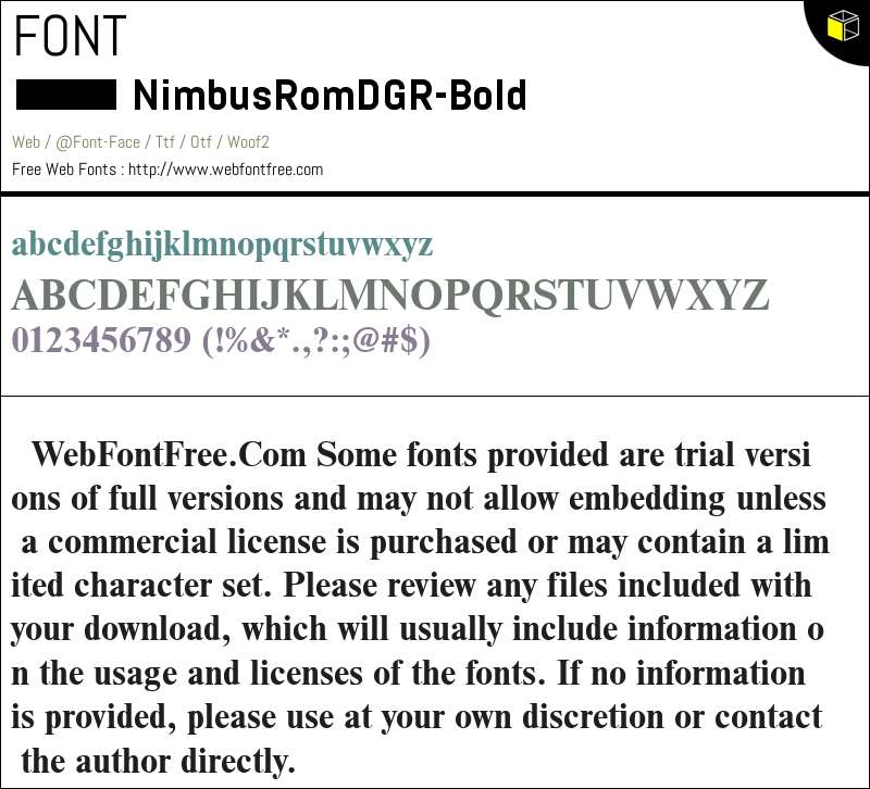 NimbusRomDGR Bold Fuentes Descargar - WebFontFree.Com
