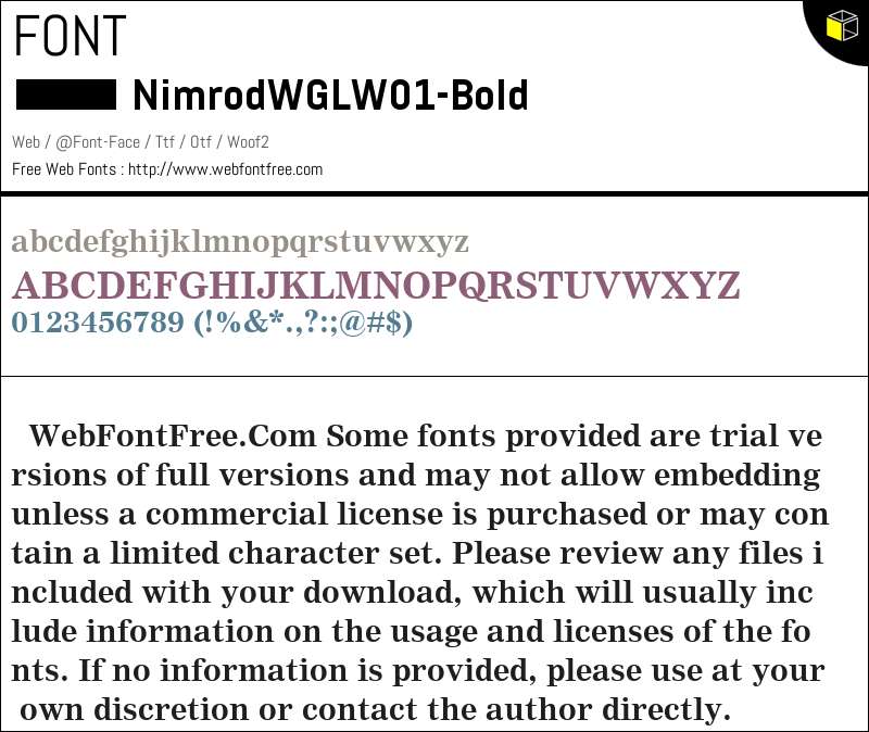 Nimrod WGL W01 Bold Fonts Downloads - WebFontFree.Com
