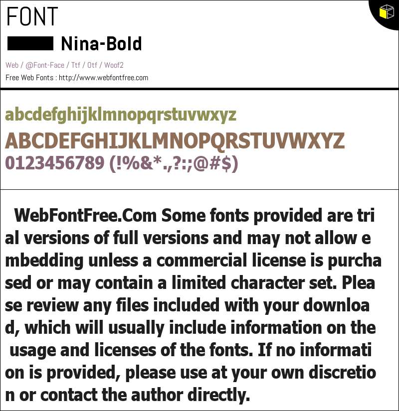 Nina Bold Fonts Downloads - WebFontFree.Com
