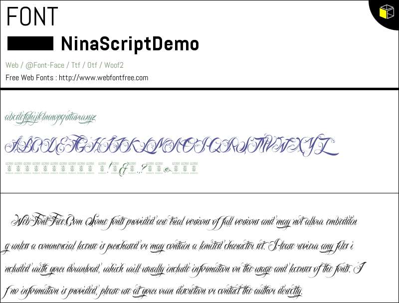 Nina Script Demo Fonts Downloads - WebFontFree.Com