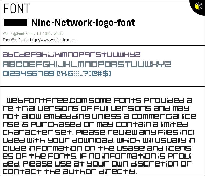Nine Network logo font Regular Fonts Downloads - WebFontFree.Com