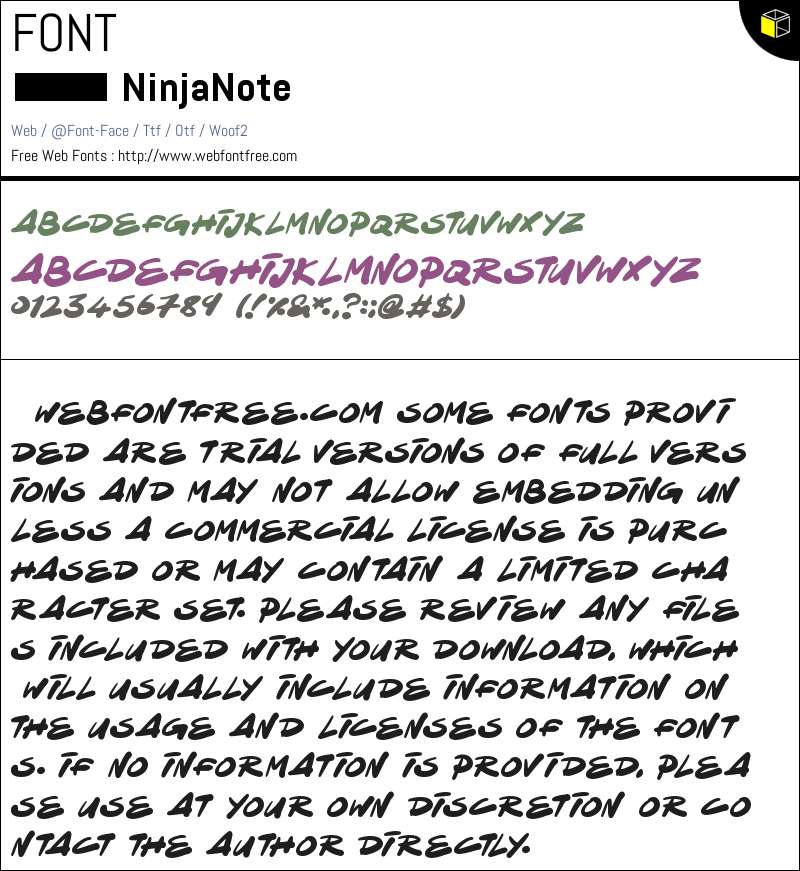 Ninja Note Fonts Downloads - WebFontFree.Com