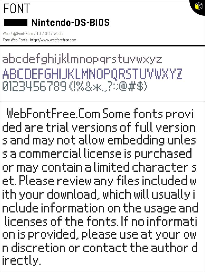 Nintendo DS BIOS Regular Fonts Downloads - WebFontFree.Com