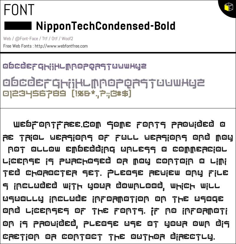 Nippon Tech Condensed Bold Fuentes Descargar - WebFontFree.Com