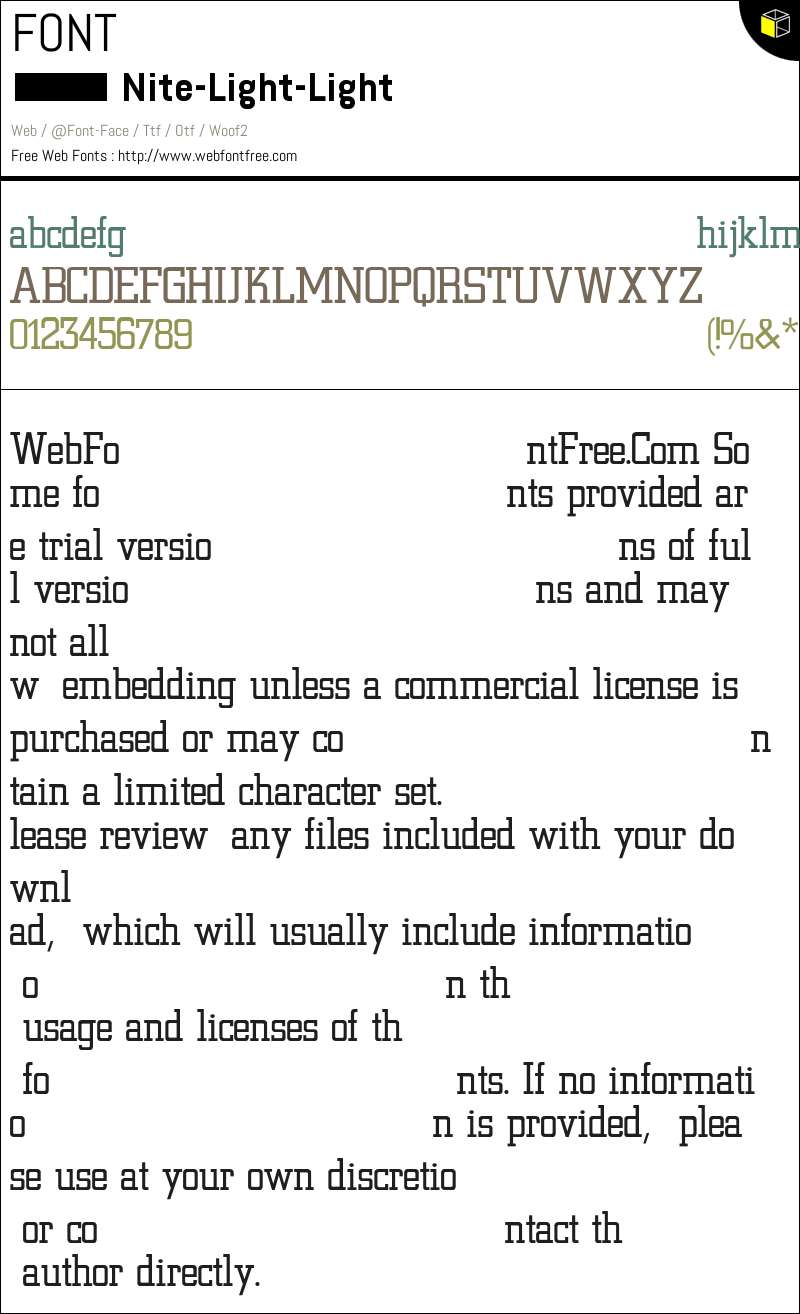 Nite-Light-Light Fonts Downloads - WebFontFree.Com