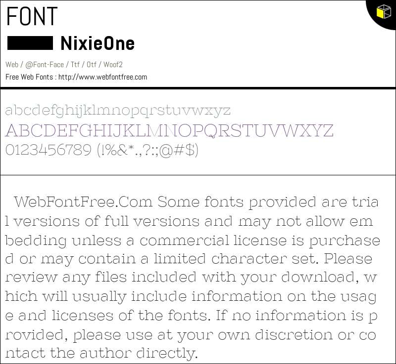Nixie One Fonts Downloads - WebFontFree.Com
