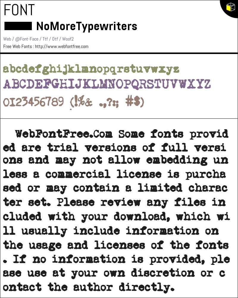 NoMore Typewriters Fonts Downloads - WebFontFree.Com