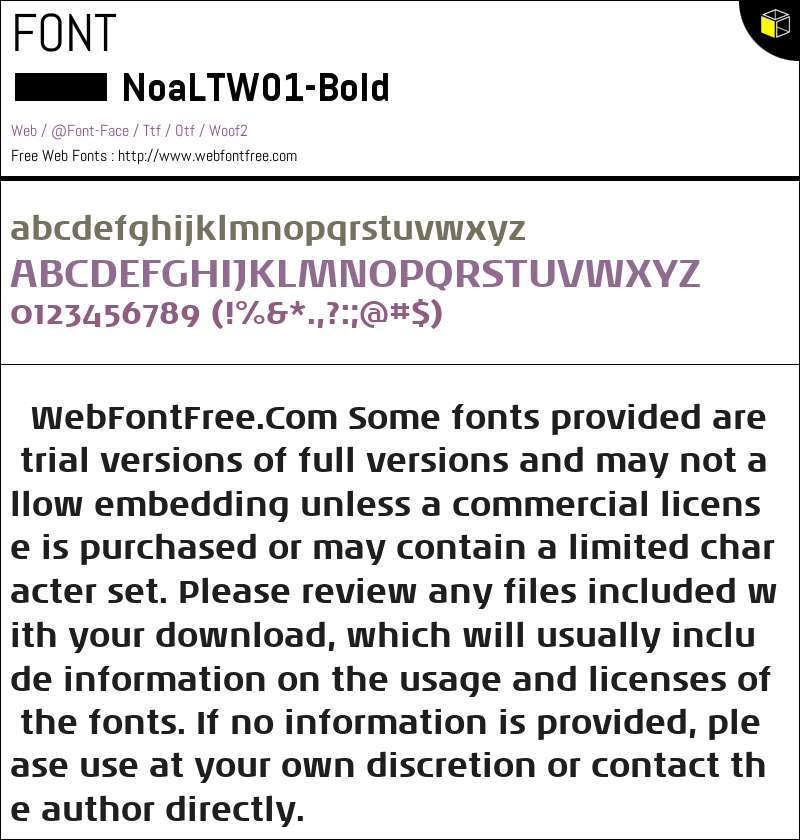 Noa LT W01 Bold Fonts Downloads - WebFontFree.Com