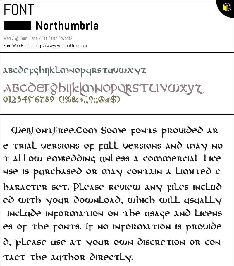 Northumbria Fonts Downloads - WebFontFree.Com