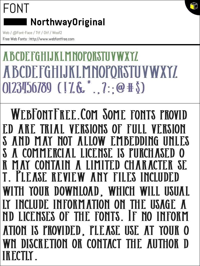 Northway Original Fonts Downloads - WebFontFree.Com