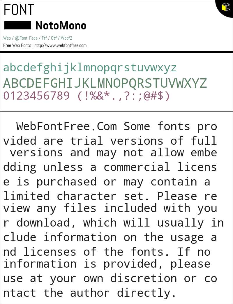 Noto Mono Fonts Downloads - WebFontFree.Com