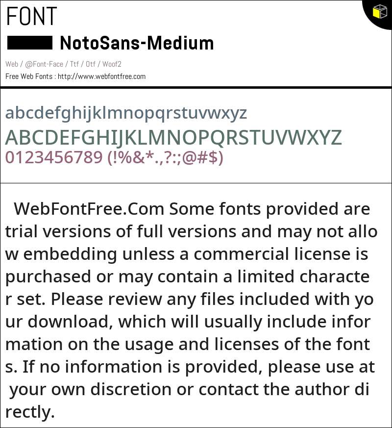 Noto Sans Medium 字体 下载 - WebFontFree.Com