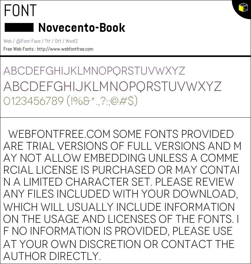 Novecento Book Fonts Downloads - WebFontFree.Com