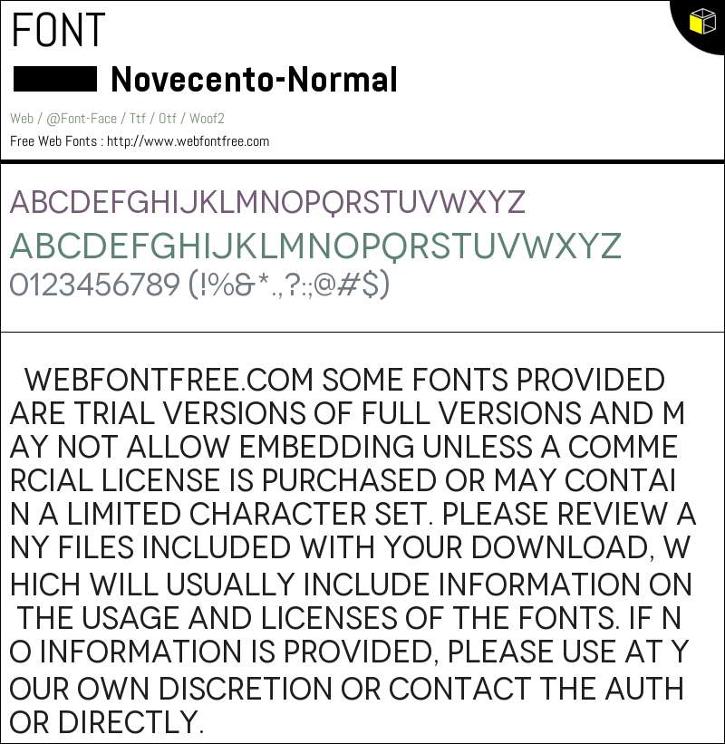 Novecento Normal Fonts Downloads - WebFontFree.Com