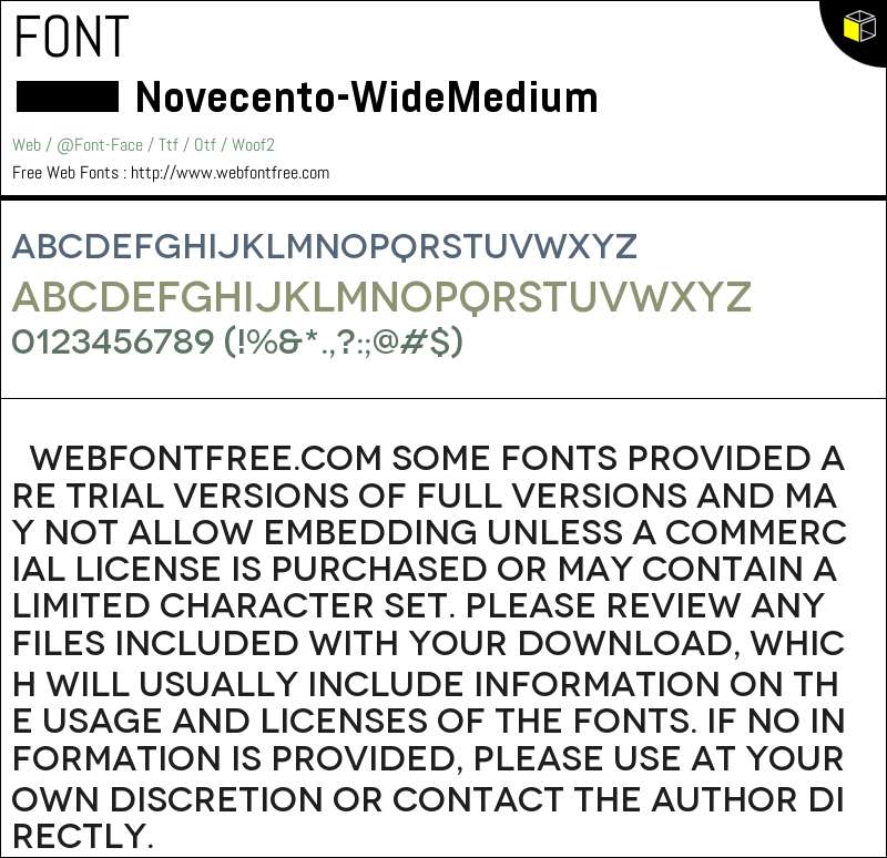 Novecento WideMedium 字体 下载 - WebFontFree.Com