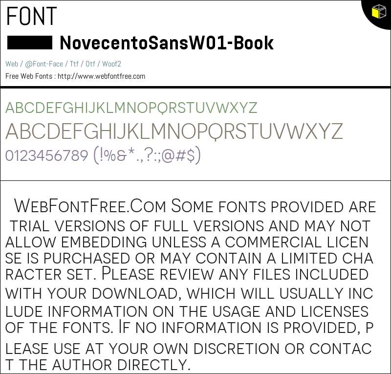 Novecento Sans W01 Book Fonts Downloads - WebFontFree.Com