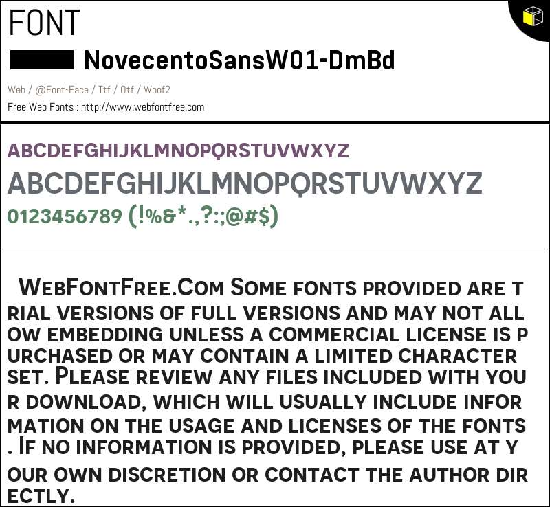 Novecento Sans W01 DmBd Fonts Downloads - WebFontFree.Com