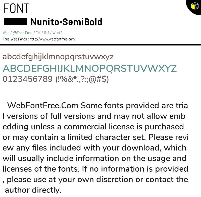 Nunito SemiBold Fonts Downloads - WebFontFree.Com