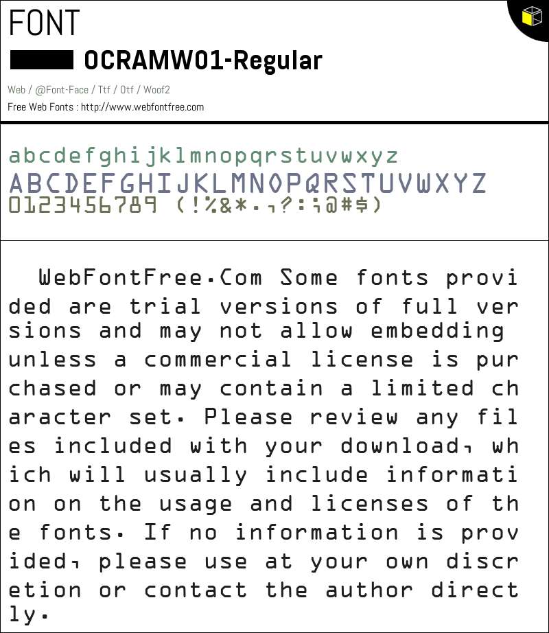 OCR A M W01 Regular Fonts Downloads - WebFontFree.Com