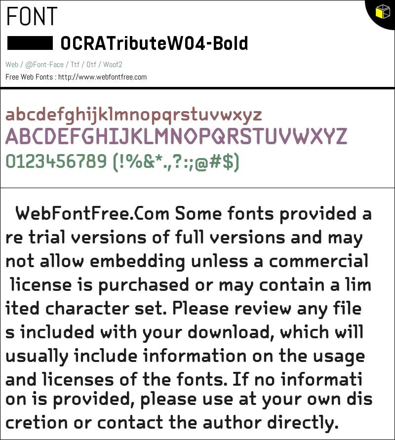 OCR A Tribute W04 Bold Fonts Downloads - WebFontFree.Com