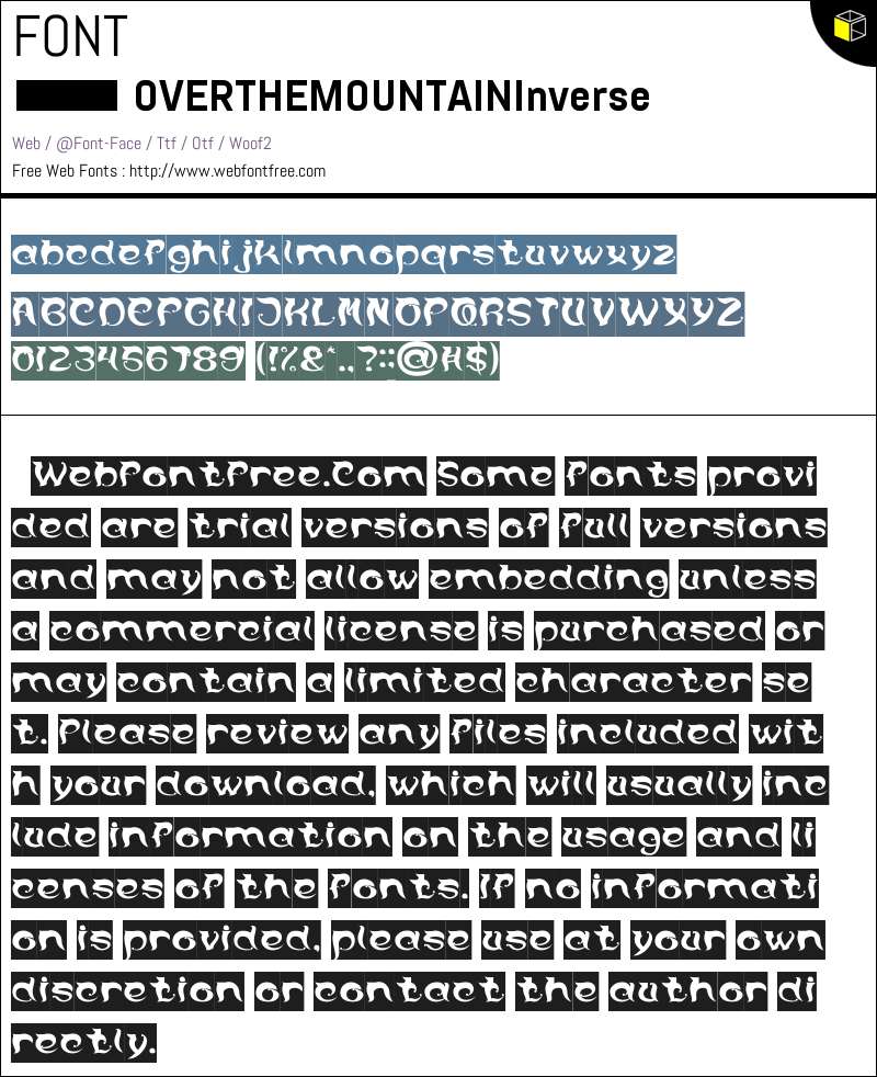 OVER THE MOUNTAIN-Inverse Fonts Downloads - WebFontFree.Com