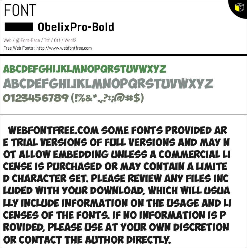Obelix Pro Bold Fonts Downloads - WebFontFree.Com