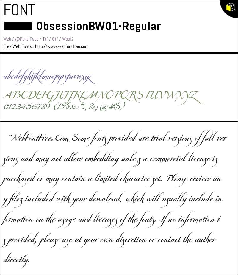 ObsessionB W01 Regular 字体 下载 - WebFontFree.Com