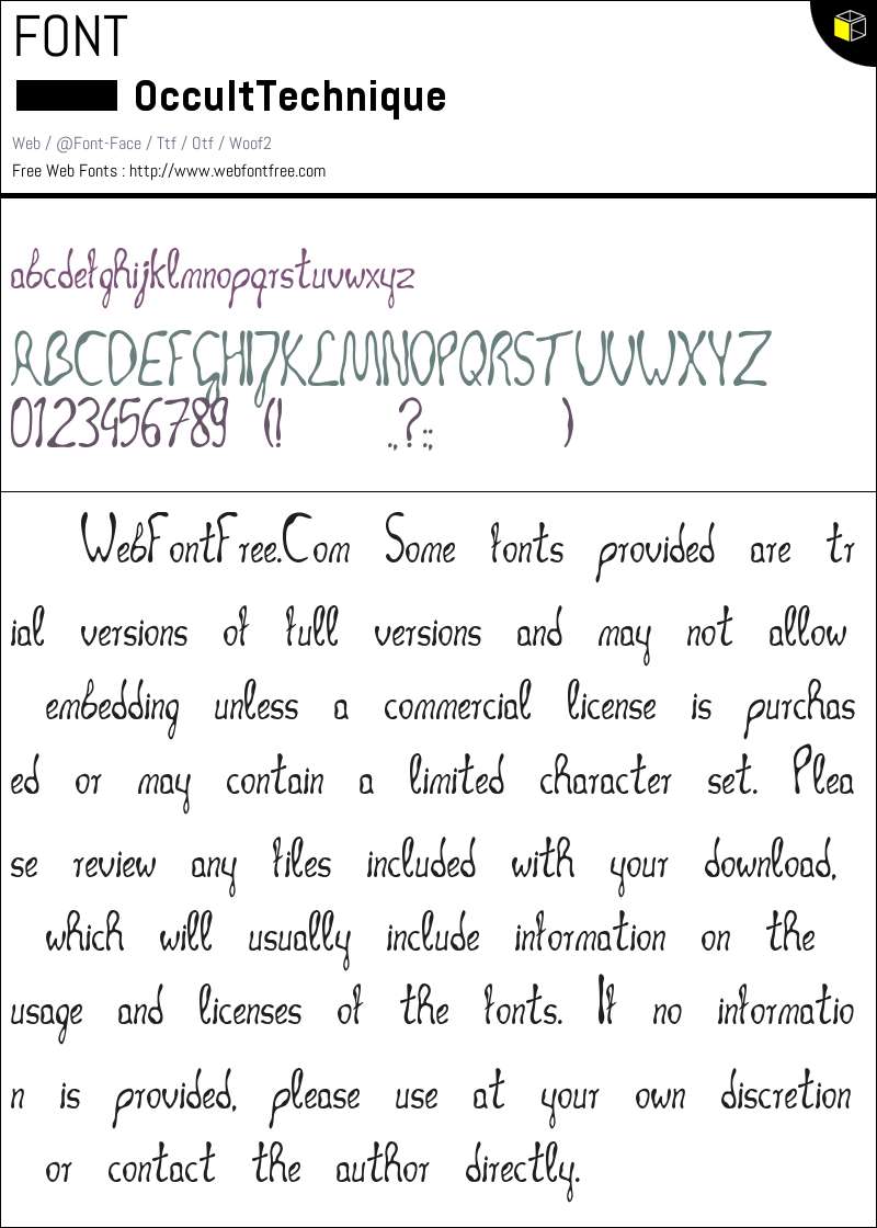 Occult TechniqueRegular Fonts Downloads - WebFontFree.Com