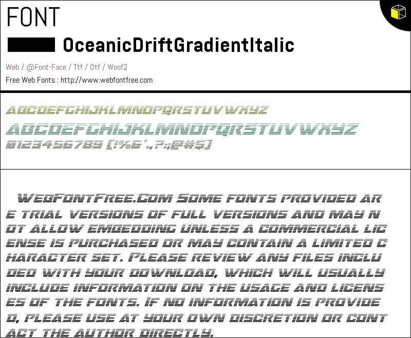Oceanic Drift Gradient Italic Fonts Downloads - WebFontFree.Com