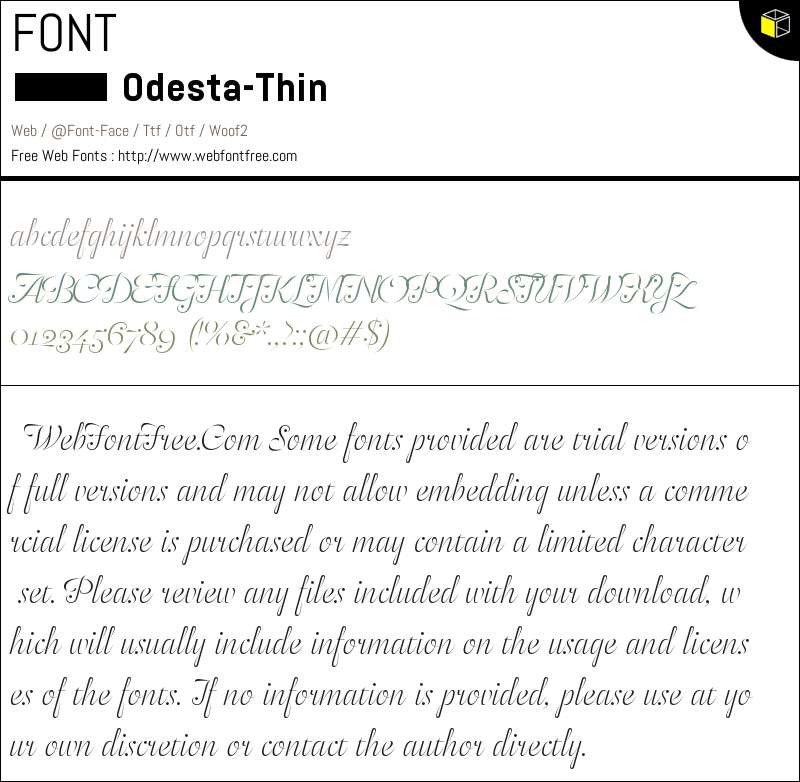 Odesta-Thin 字体 下载 - WebFontFree.Com