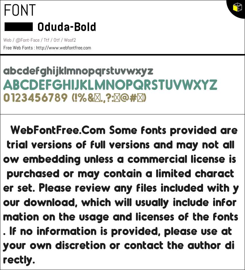 Oduda Bold Fonts Downloads - WebFontFree.Com