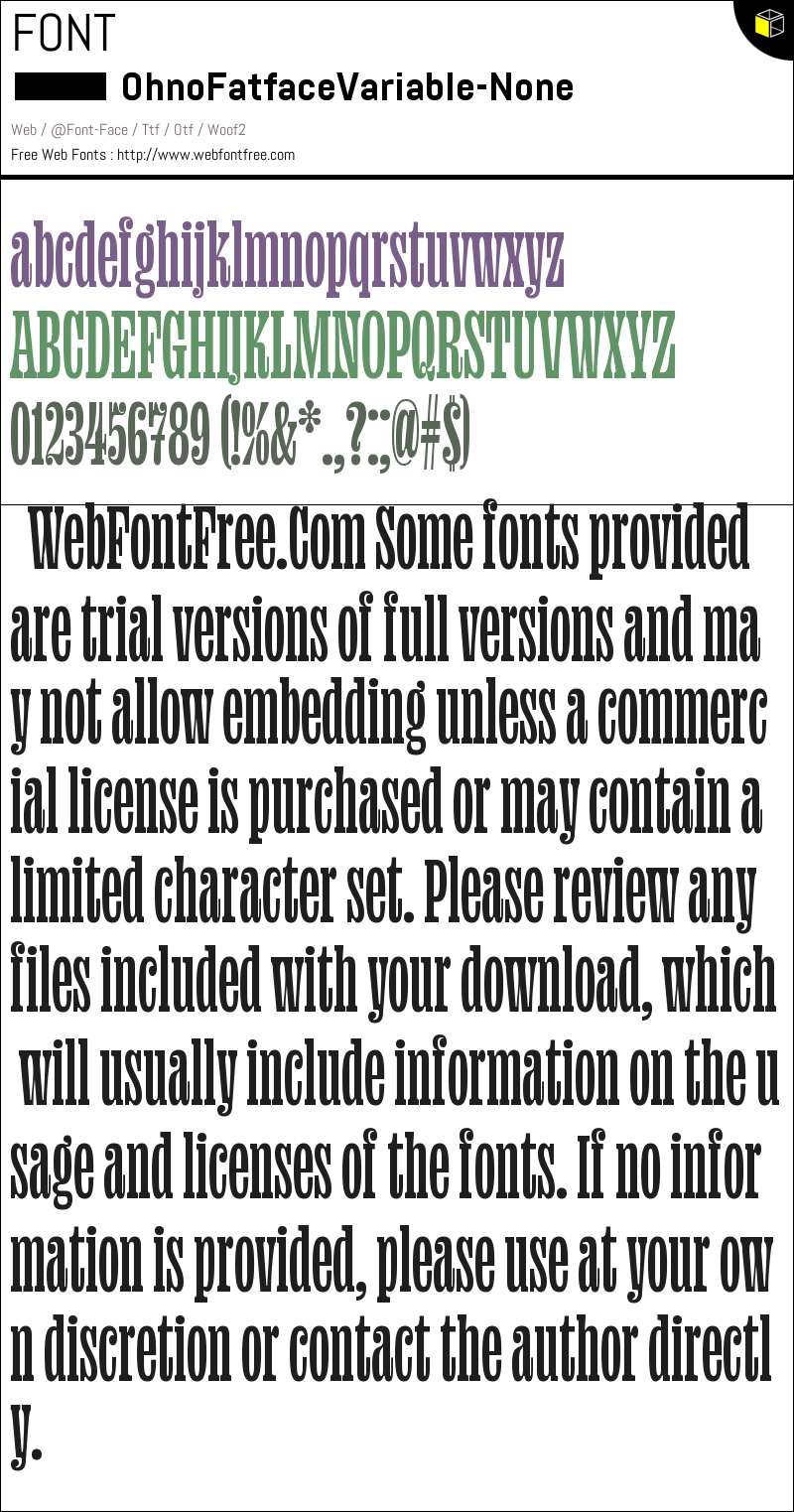 Ohno Fatface Variable None Fonts Downloads - WebFontFree.Com