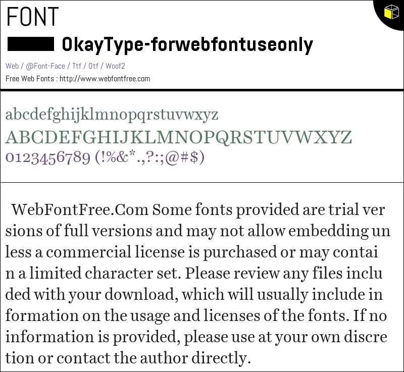 Okay Type - for webfont use only Fonts Downloads - WebFontFree.Com