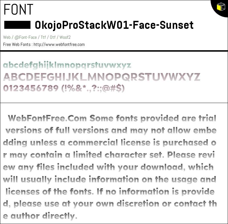 OkojoProStack W01 Face-Sunset Fonts Downloads - WebFontFree.Com