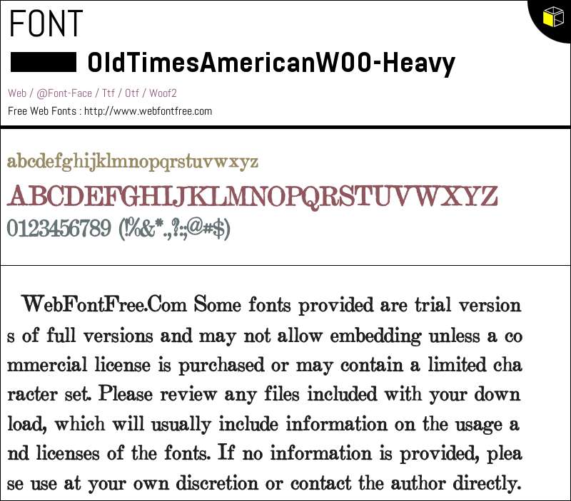 Old Times American W00 Heavy Fonts Downloads - WebFontFree.Com