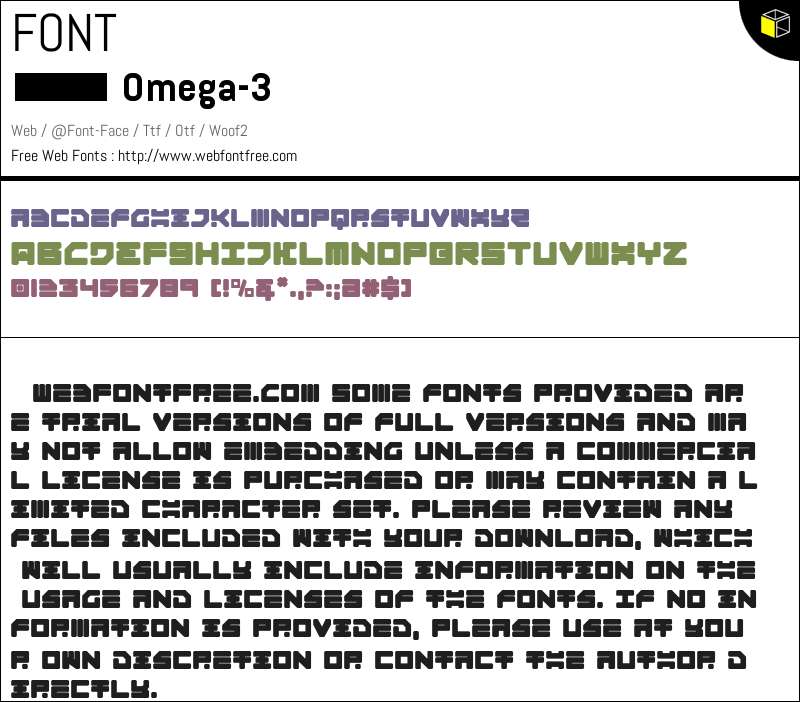 Omega-3 Fonts Downloads - WebFontFree.Com